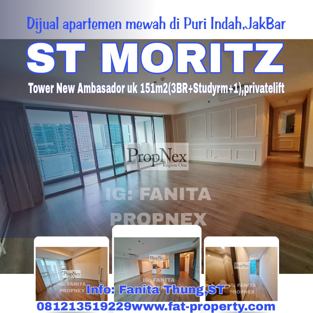 Feature Listing: MURAH! BAGUS! Dijual Apartment ST MORITZ Tower New Ambasador, 151 m2 (3BR+Study ...